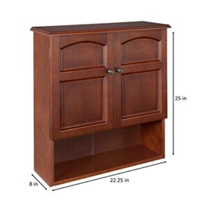 Thaweesuk Shop New Mahogany Classic Medicine Cabinet Organizer Storage Shelf Doors Bathroom Wall Mount Kitchen Drawers Cupboard Floor Rack Toilet Wooden Wood 8" L x 22.25" W x 25" H of Set