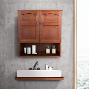 Thaweesuk Shop New Mahogany Classic Medicine Cabinet Organizer Storage Shelf Doors Bathroom Wall Mount Kitchen Drawers Cupboard Floor Rack Toilet Wooden Wood 8" L x 22.25" W x 25" H of Set