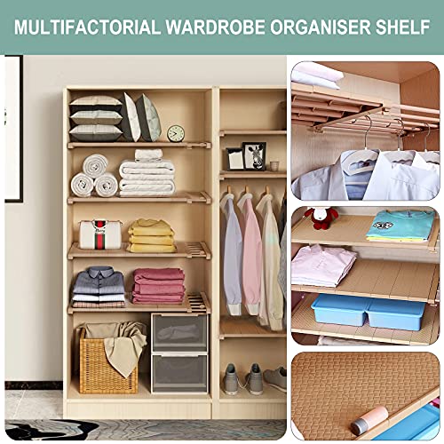 CLCL Adjustable Shelf Closet Storage Rack Organizer, Expandable Closet Shelf Space Saver Racks for Kitchen Cupboard Wardrobe Bookcase