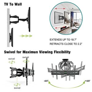 Full Motion TV Wall Mount for Most 40-75 Inch TVs, TV Mount with Dual Swivel Articulating Arms Extension Tilt Rotation and 6 Cable Management, Max VESA 600x400mm, Holds up to 99 lbs