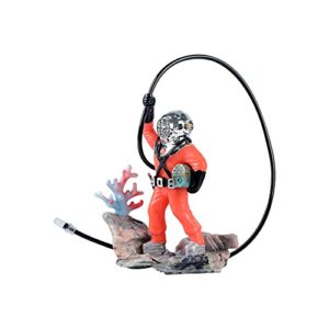 mairuker action aquarium ornament diver with hose live action aerating aquarium air bubbler fish tank decorations [orange]