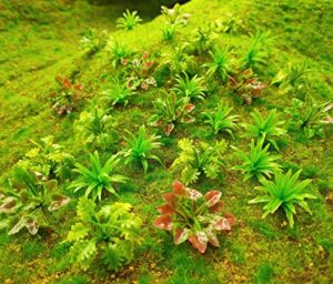 90pcs mini model trees plants flowers green shrubs bush model, aritificial plants model train scenery architecture flower model scenery