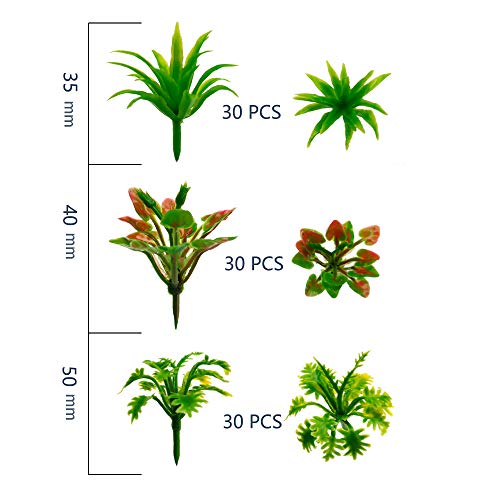 90pcs Mini Model Trees Plants Flowers Green Shrubs Bush Model, Aritificial Plants Model Train Scenery Architecture Flower Model Scenery