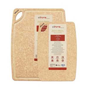 Elihome Kitchen Cutting Boards 2-piece set, Natural Wood Fiber Composite, Dishwasher Safe, Eco-Friendly, Juice Grooves, Non-Porous, Made in USA, Medium (10"x 13"x 1/4”) Small (7" x 10" x 1/4")