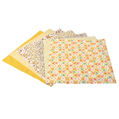 Healifty Fabric 7pcs Cotton Patchwork Bundle Squares Patchwork Lint Different Designs for DIY Sewing Quilting Scrapbooking Yellow Quilting Quilting Quilting Fabric