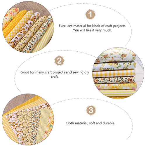 Healifty Fabric 7pcs Cotton Patchwork Bundle Squares Patchwork Lint Different Designs for DIY Sewing Quilting Scrapbooking Yellow Quilting Quilting Quilting Fabric