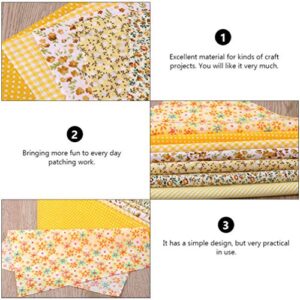 Healifty Fabric 7pcs Cotton Patchwork Bundle Squares Patchwork Lint Different Designs for DIY Sewing Quilting Scrapbooking Yellow Quilting Quilting Quilting Fabric