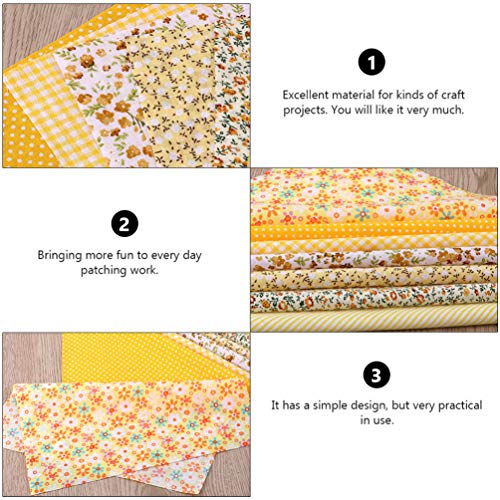 Healifty Fabric 7pcs Cotton Patchwork Bundle Squares Patchwork Lint Different Designs for DIY Sewing Quilting Scrapbooking Yellow Quilting Quilting Quilting Fabric