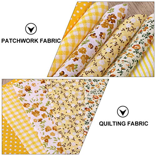 Healifty Fabric 7pcs Cotton Patchwork Bundle Squares Patchwork Lint Different Designs for DIY Sewing Quilting Scrapbooking Yellow Quilting Quilting Quilting Fabric