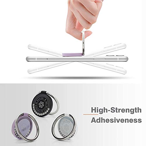 3 Pcs Phone Ring Holder, Yiwanson 360 Degree Rotation Cell Phone Ring Holder, Artificial Diamond Phone Ring Holder Finger Kickstand, Compatible with All Mainstream Smart Phones (Purple White Black)