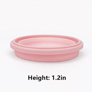 CCyanzi 3piece Round Collapsible Bowl with Lids, Silicone Food Storage Containers, Microwave & Freezer Safe, Space Saving for Kitchen Cabinet and Camping Backpack,(Pink)