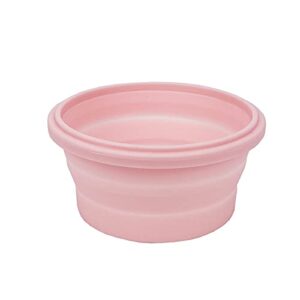 CCyanzi 3piece Round Collapsible Bowl with Lids, Silicone Food Storage Containers, Microwave & Freezer Safe, Space Saving for Kitchen Cabinet and Camping Backpack,(Pink)