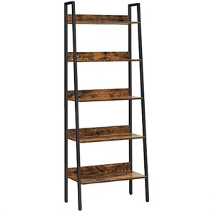 vasagle bookshelf, 5-tier narrow book shelf, ladder shelf for home office, living room, bedroom, kitchen, rustic brown and black ulls067b01