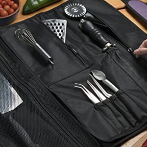 Asaya Chef Knife Roll Bag - 20 Total Pockets for Knives and Kitchen Utensils - Made with Stain Resistant Waxed Nylon - For Chefs and Culinary Students - Knives Not Included (Purple)