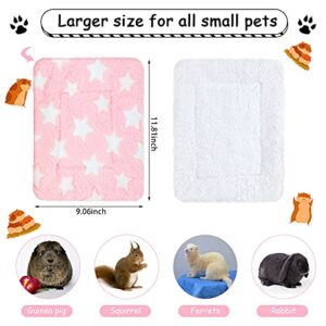 4 Pieces Rabbit Guinea Pig Bed Mats Soft Plush Bunny Pad Mats Small Animal Dog Cat Bed Dog Crate Kennel Pad Mat Hamster Cozy Dog Bed Mat for Small Animal (Big Twinkle, 10 x 11 Inch)