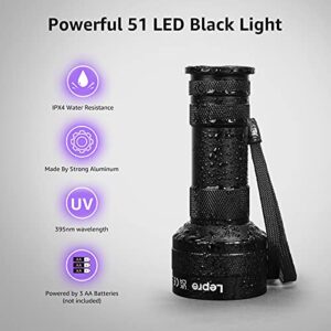 LE UV Flashlight Black Light, 51 LED UV Light Handheld Blacklight, 395nm Detector for Pet Urine, Stains, Bed Bug and Scorpions, Battery Not Included