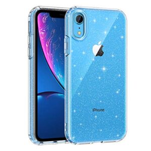 lamcase for iphone xr case, crystal clear bling sparkly glitter shiny soft flexible tpu slim fit drop protection rugged shockproof cover case for apple iphone xr 6.1 inch (2018), clear glitter