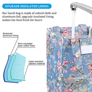 Insulated Lunch Bag Insulated Retro Lunch Box Freezable Leakproof Mini Lunch Bag Reusable Tote Bag Insulated Cooler Lunch Bag for Women Men Kid Travel Office Work School Beach (Chic Flower Style)