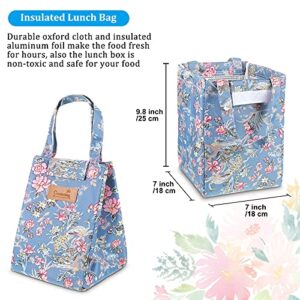 Insulated Lunch Bag Insulated Retro Lunch Box Freezable Leakproof Mini Lunch Bag Reusable Tote Bag Insulated Cooler Lunch Bag for Women Men Kid Travel Office Work School Beach (Chic Flower Style)