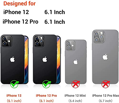 SUPBEC Designed for iPhone 12 Case, iPhone 12 Pro Case, Wallet case with Card Holder & Screen Protector[x2], Silicone Shockproof Protective Phone Cover, case for iPhone 12/12 pro, 6.1'', Black