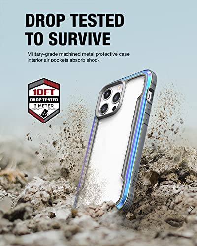 RAPTIC Shield for iPhone 13 Pro Max Case, Shockproof Protective Clear Case, Military 10ft Drop Tested, Durable Aluminum Frame, Anti-Yellowing Technology Case for iPhone 13 Pro Max, Iridescent