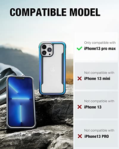 RAPTIC Shield for iPhone 13 Pro Max Case, Shockproof Protective Clear Case, Military 10ft Drop Tested, Durable Aluminum Frame, Anti-Yellowing Technology Case for iPhone 13 Pro Max, Iridescent