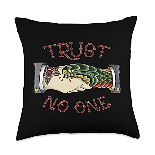 TSHIRTRIBE Trust No One-American Traditional Tattoo Throw Pillow, 18x18, Multicolor