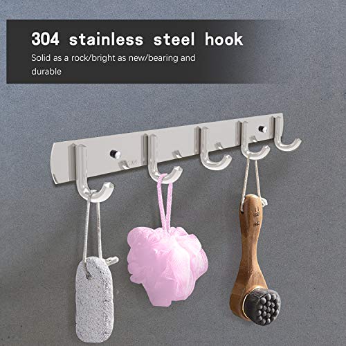 Wall Mount Coat Hook, Rear Door Hook, Stainless Steel 304 Clothes Hook Rack with 5 Heavy Duty Hooks for Durable Wall Hangers for Bedroom, Bathroom, Foyer, Hallway