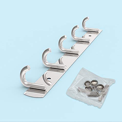 Wall Mount Coat Hook, Rear Door Hook, Stainless Steel 304 Clothes Hook Rack with 5 Heavy Duty Hooks for Durable Wall Hangers for Bedroom, Bathroom, Foyer, Hallway