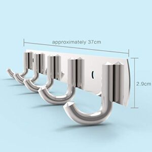 Wall Mount Coat Hook, Rear Door Hook, Stainless Steel 304 Clothes Hook Rack with 5 Heavy Duty Hooks for Durable Wall Hangers for Bedroom, Bathroom, Foyer, Hallway