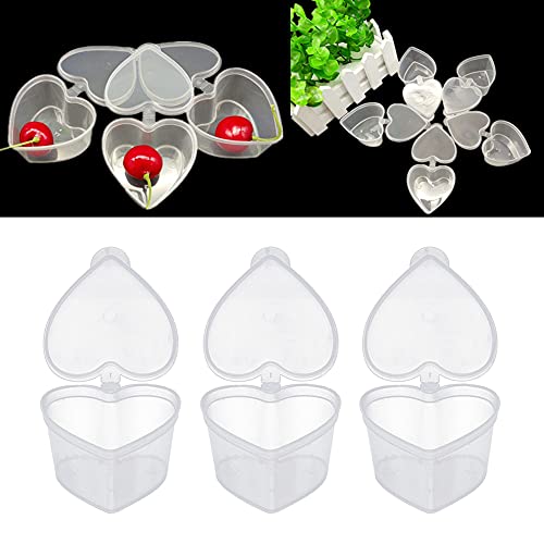 AKOAK 45ml Heart Shape Plastic Storage Box with Cover Transparent Container Organizer Jewelry Earring Spice Storage Box Leakproof Container