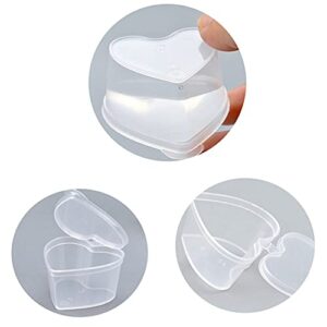 AKOAK 45ml Heart Shape Plastic Storage Box with Cover Transparent Container Organizer Jewelry Earring Spice Storage Box Leakproof Container