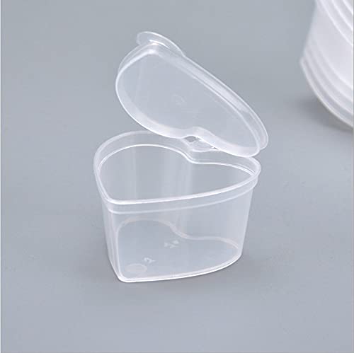 AKOAK 45ml Heart Shape Plastic Storage Box with Cover Transparent Container Organizer Jewelry Earring Spice Storage Box Leakproof Container