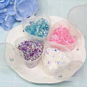 AKOAK 45ml Heart Shape Plastic Storage Box with Cover Transparent Container Organizer Jewelry Earring Spice Storage Box Leakproof Container