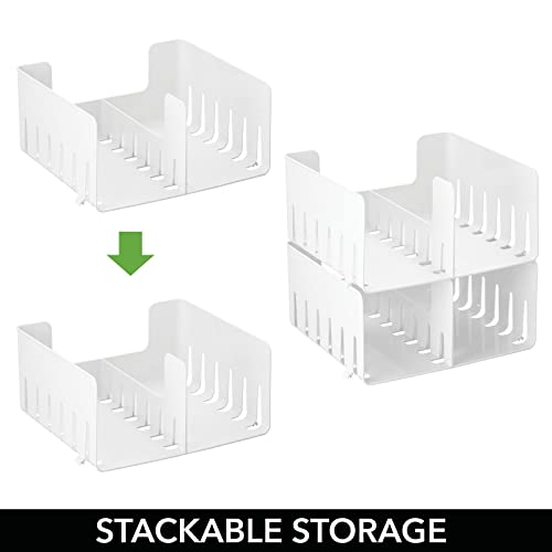 mDesign Stackable Shoe Storage Organizer for Organizing Men's and Women's Shoes Inside Closet - Holds Booties, Pumps, Sandals, Wedges, Flats, Heels - Each Holds 2 Pairs - 6 Pack - White