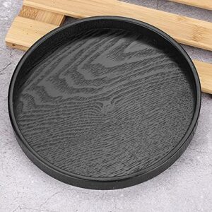 Round Serving Tray, Wood Serving Tray Black Round Tray Serving Dishes, Trays & Platters for Salad Fruit Dessert Cake Snack 11.8*11.8inch