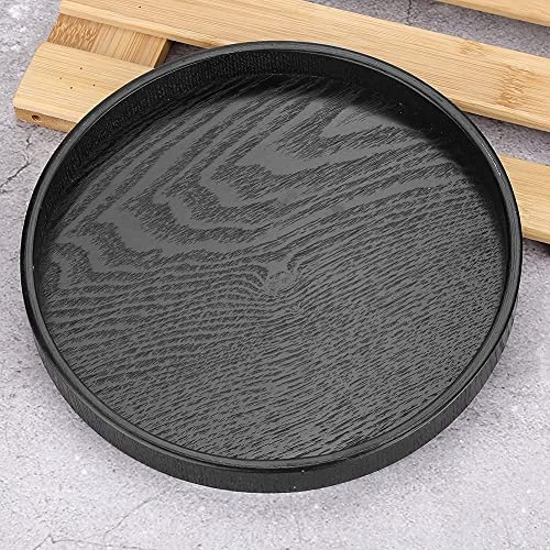 Round Serving Tray, Wood Serving Tray Black Round Tray Serving Dishes, Trays & Platters for Salad Fruit Dessert Cake Snack 11.8*11.8inch