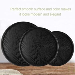 Round Serving Tray, Wood Serving Tray Black Round Tray Serving Dishes, Trays & Platters for Salad Fruit Dessert Cake Snack 11.8*11.8inch