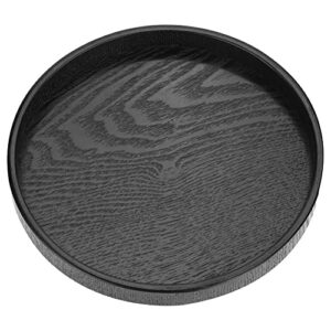 Round Serving Tray, Wood Serving Tray Black Round Tray Serving Dishes, Trays & Platters for Salad Fruit Dessert Cake Snack 11.8*11.8inch