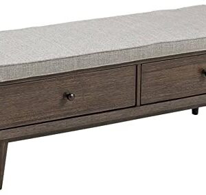 Signature Design by Ashley Chetfield Upholstered Mid-Century Modern Storage Bench, Brown