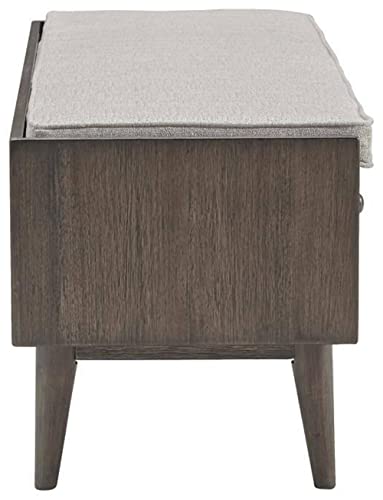 Signature Design by Ashley Chetfield Upholstered Mid-Century Modern Storage Bench, Brown