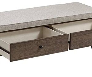 Signature Design by Ashley Chetfield Upholstered Mid-Century Modern Storage Bench, Brown