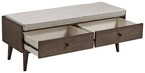 Signature Design by Ashley Chetfield Upholstered Mid-Century Modern Storage Bench, Brown