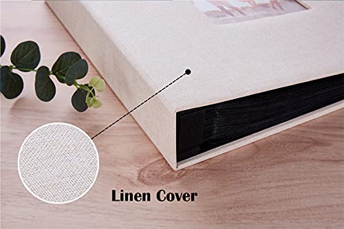 Artmag Fabric Photo Album 4x6 600 Large Capacity for Family Wedding Anniversary Linen Album Holds 600 Horizontal and Vertical Photos (600 Pockets, Beige)