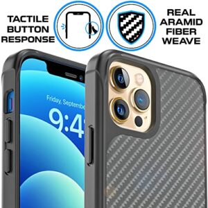 Phone REBEL iPhone 12 Case/iPhone 12 Pro Case [Rebel Series Gen-2] Premium Aramid Fiber, MagSafe Compatible, Protective Shockproof Corners, Slim Fit Grip Case for 12/12 Pro 6.1 2020 (REBEL Black)