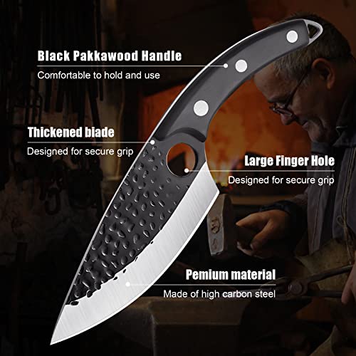 Huusk Viking Knife, Japan Kitchen Huusk Knife Full Tang Butcher Boning Knives High Carbon Steel Meat Cleaver Japan knives Caveman Knives with Sheath for Meat Cutting, Home or Camping