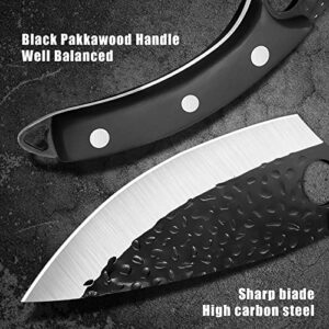 Huusk Viking Knife, Japan Kitchen Huusk Knife Full Tang Butcher Boning Knives High Carbon Steel Meat Cleaver Japan knives Caveman Knives with Sheath for Meat Cutting, Home or Camping