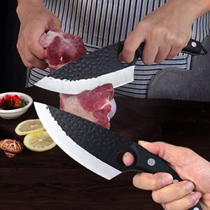 Huusk Viking Knife, Japan Kitchen Huusk Knife Full Tang Butcher Boning Knives High Carbon Steel Meat Cleaver Japan knives Caveman Knives with Sheath for Meat Cutting, Home or Camping