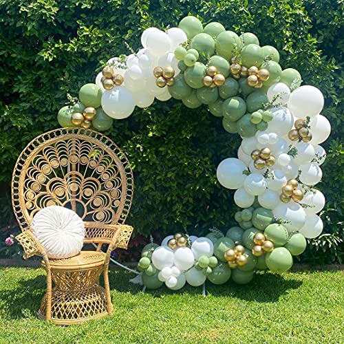 Olive Green Gold White Latex Balloons,52 Pcs Green and Gold Confetti Party Balloons For Birthday Baby Shower Engagement Wedding Anniversary Party Decorations.