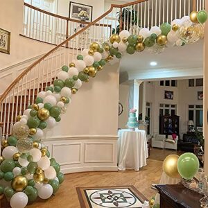 Olive Green Gold White Latex Balloons,52 Pcs Green and Gold Confetti Party Balloons For Birthday Baby Shower Engagement Wedding Anniversary Party Decorations.